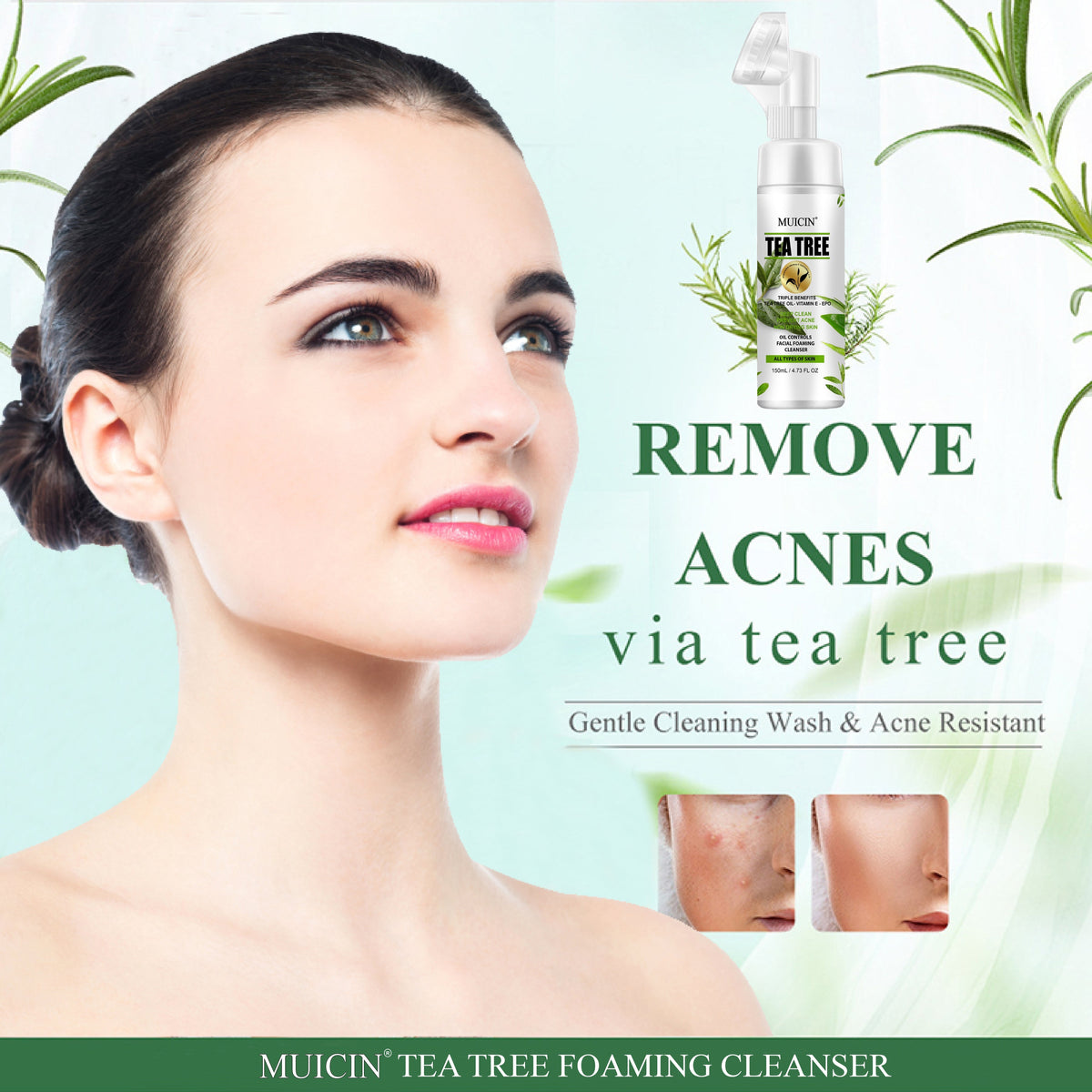 MUICIN - Tea Tree Bubble Foaming Facial Cleanser - 150ml – Glow Beauty