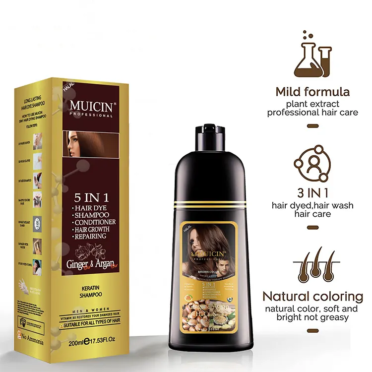 MUICIN - 5 in 1 Hair Color Shampoo With Ginger & Argan Oil – Glow Beauty